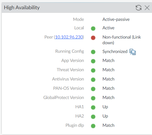 Solved: LIVEcommunity - PA-445 HA Active-Passive , Primary FW shows as Non-functional (Link down ...